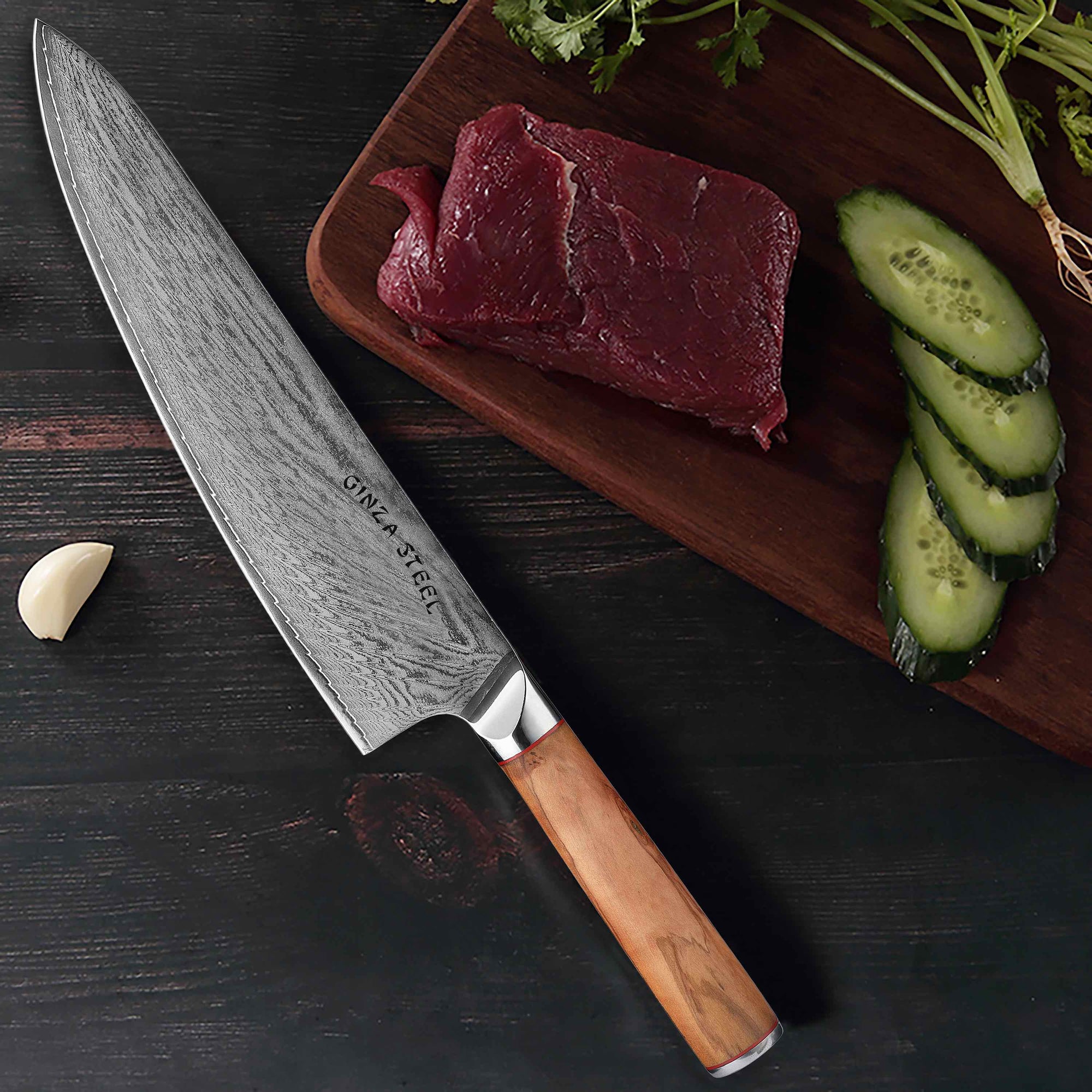 AUS-10 Damascus Steel,Japanese Gyuto Knife, Chef Knife,Carbon steel ...