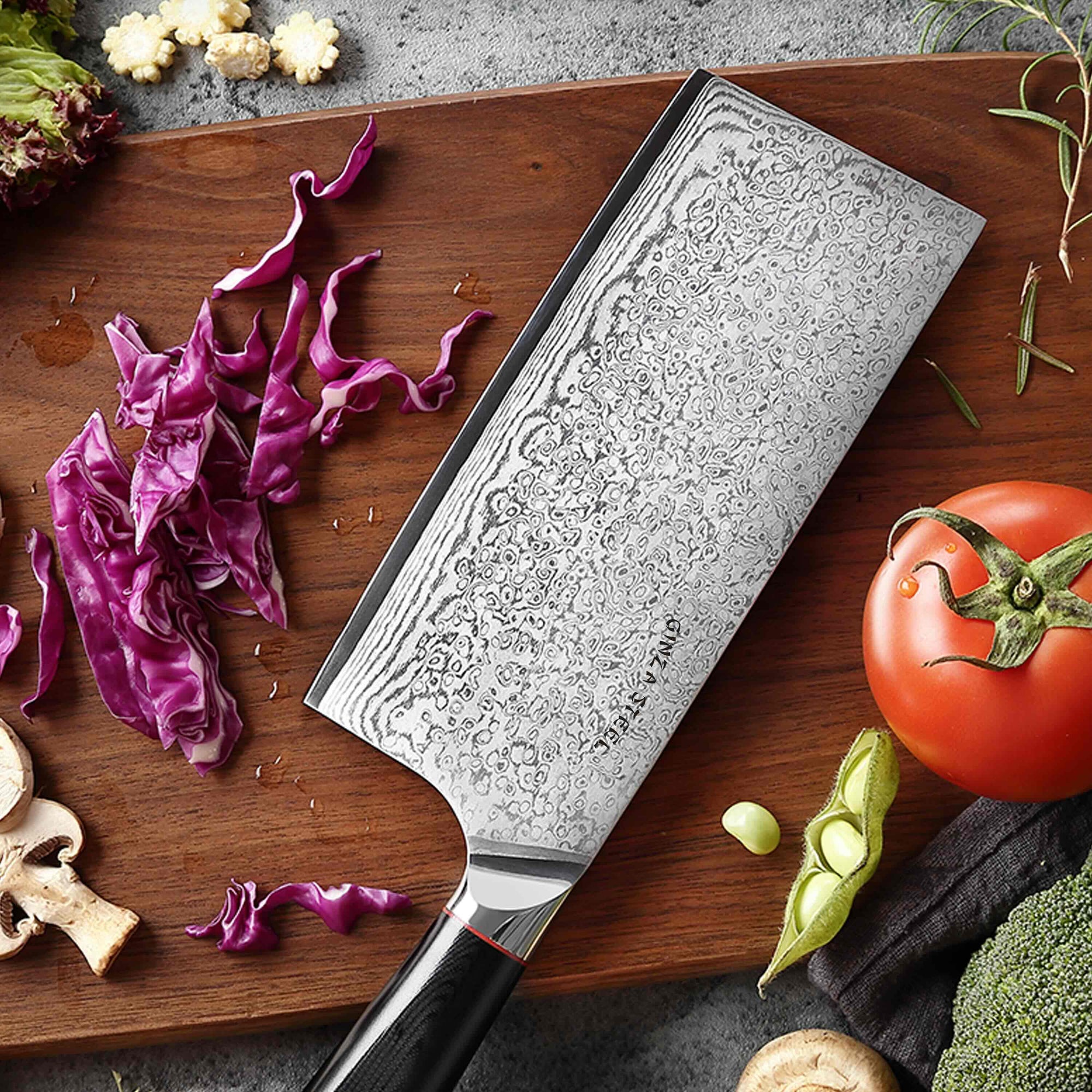HAGAKURE X 7 VG10 Damascus Cleaver Knife